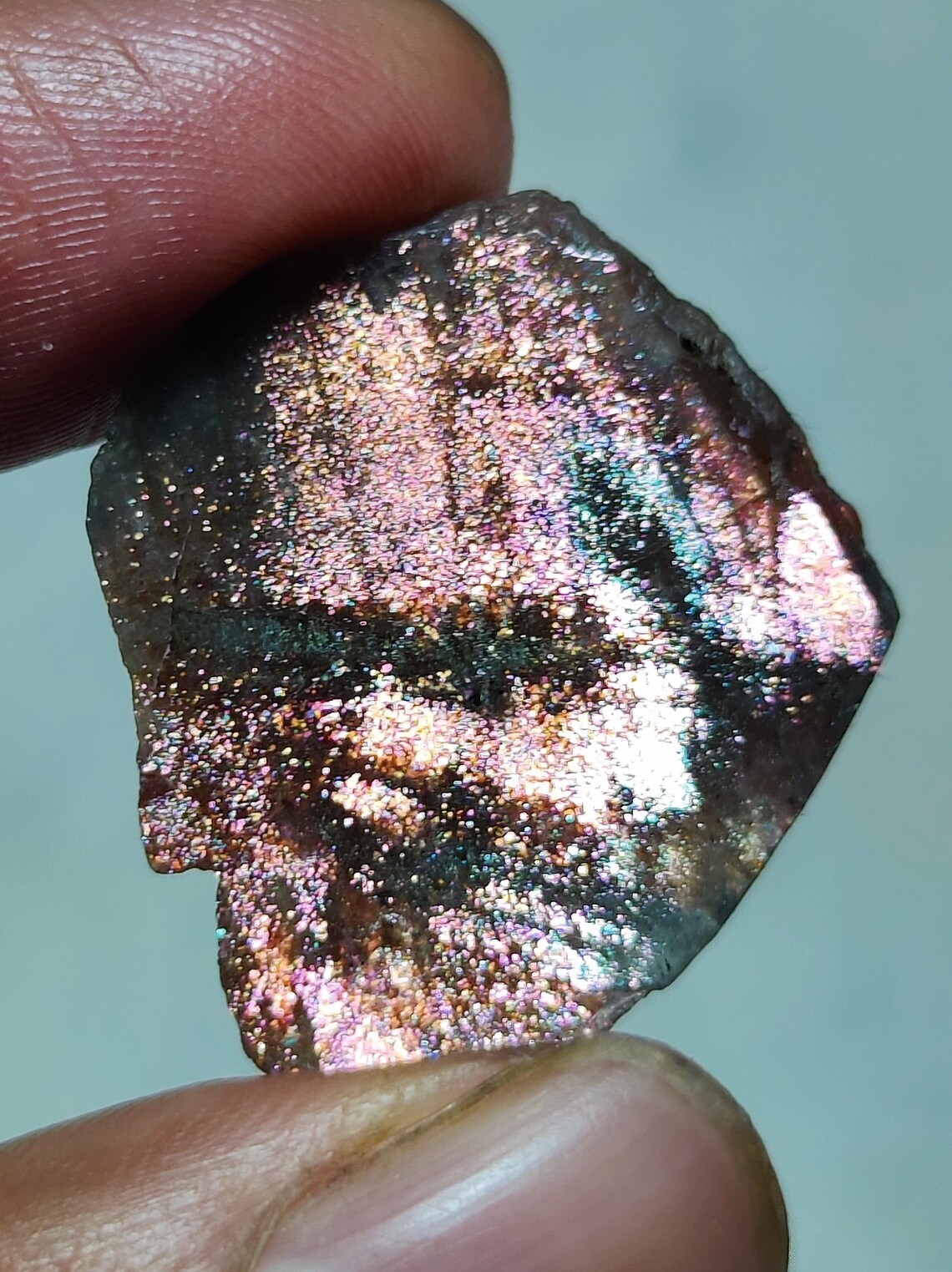 Purple Haze Sunstone Gemstone: Natural Polished Raw Piece One Side ...