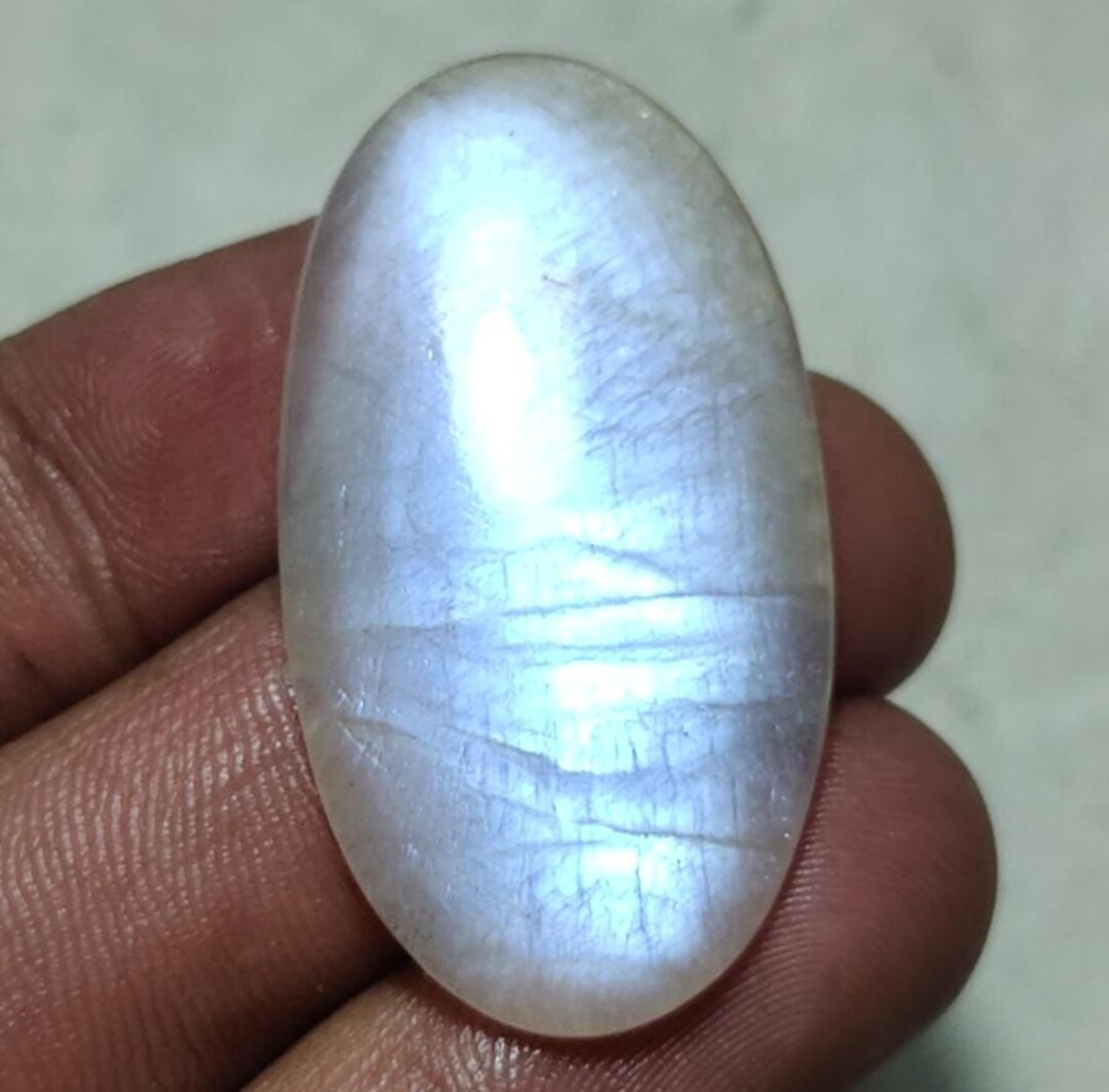 Flashy Blue African Moonstone Oval Cabochon - Natural Hand Polished ...
