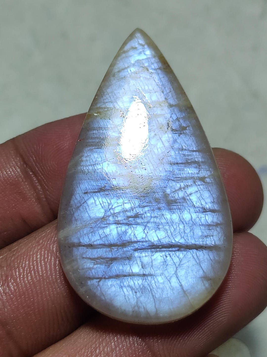 Flashy Blue African Moonstone Pear Cabochon - Natural Hand Polished ...