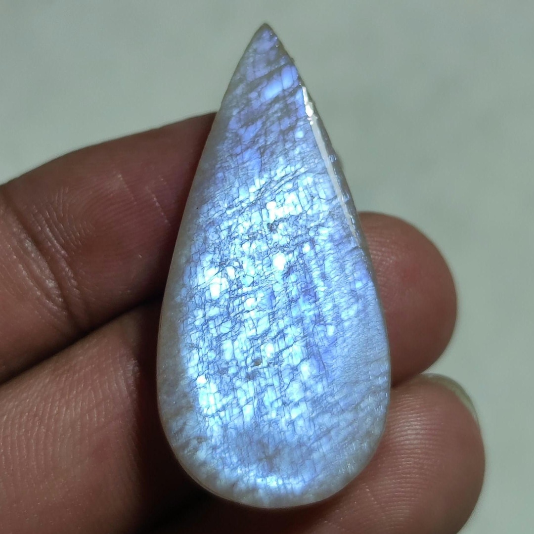 Flashy Blue African Moonstone Gemstone Pear: Hand Polished, Natural ...