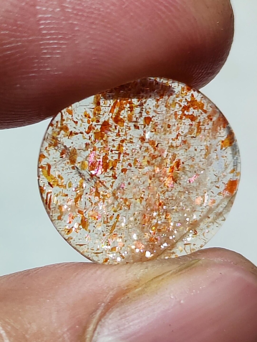Sunstone Confetti Cabachon Stone Gemstone: Natural Polished Round ...