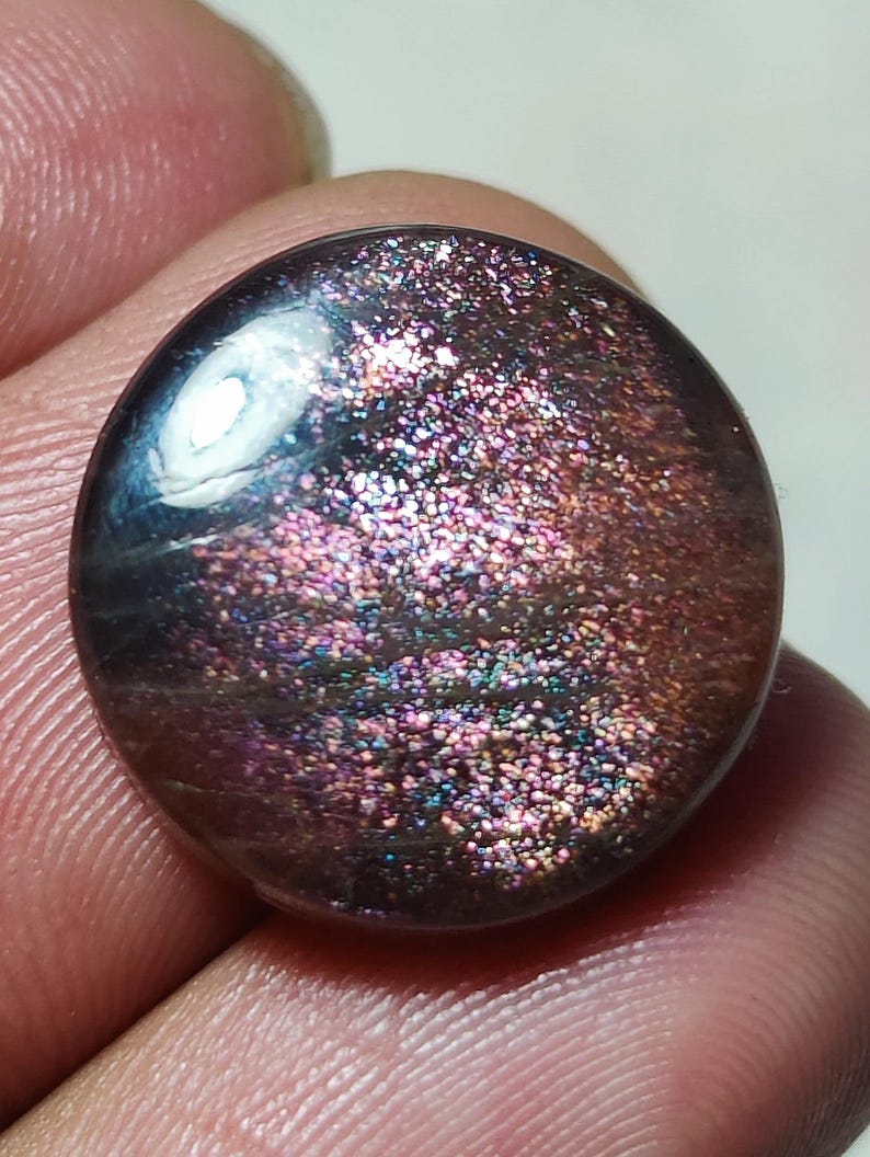 Purple Haze Sunstone Gemstone: Round Shape, Metallic Schillerization 16 ...