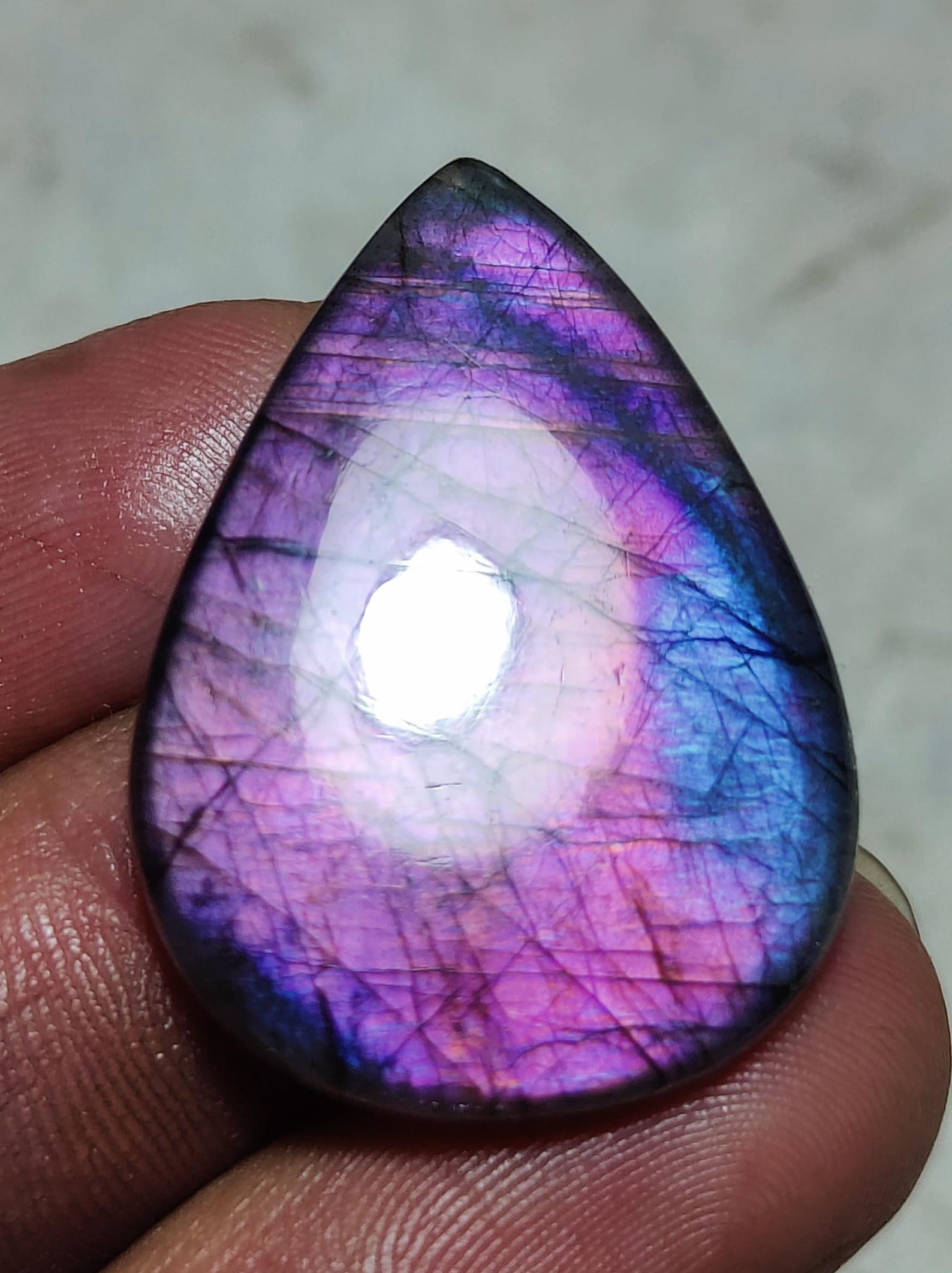 Rainbow Labradorite Gemstone, Hand Polished Pear Shape, Flashy Natural ...