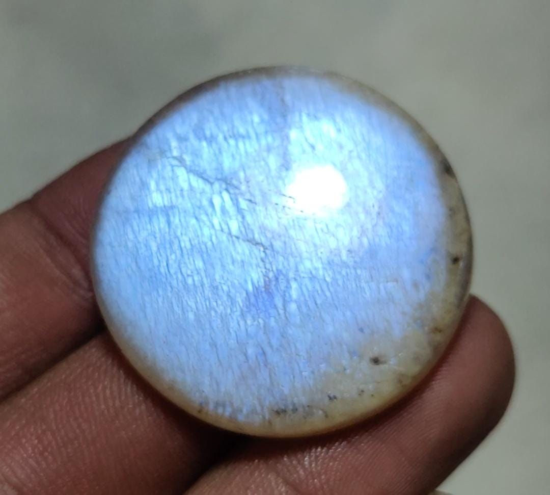 Flashy Blue African Moonstone Gemstone Round: Hand Polished, Natural 32 ...