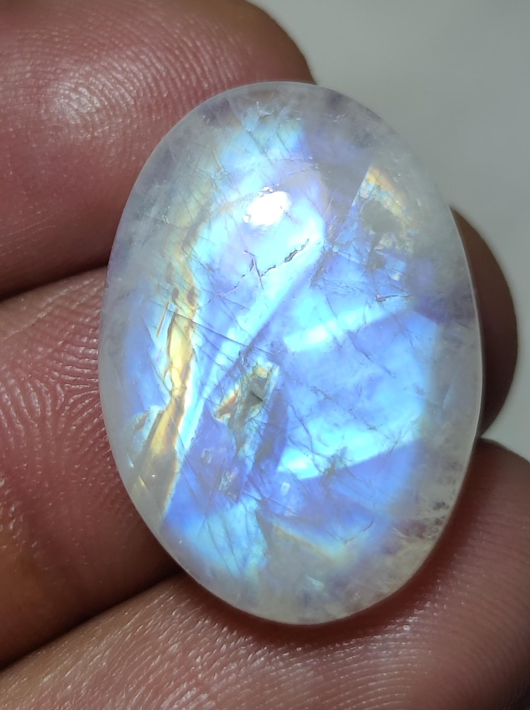 Flashy Rainbow Moonstone Blue Yellow Flashy Cabachon Top Quality Oval ...