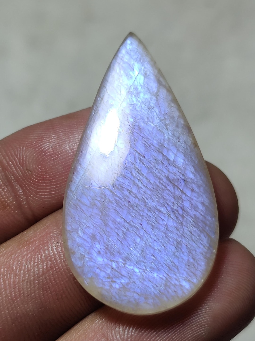 African Moonstone Stones Cabachon Hand Polished Gemstone, Blue Flashy ...