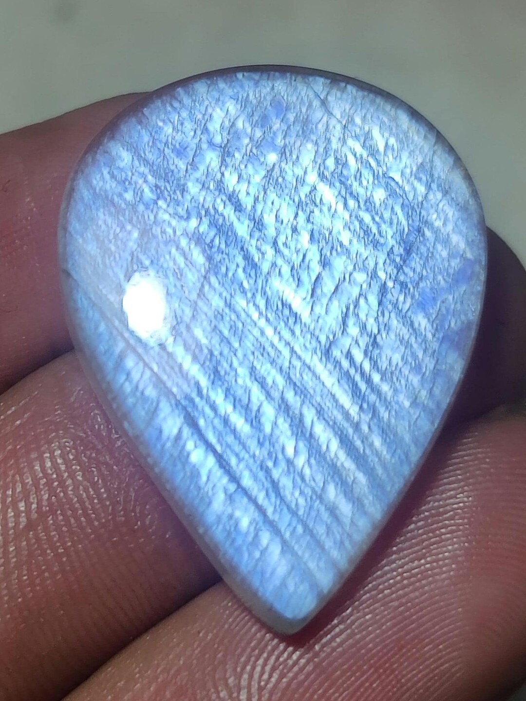 Flashy Blue African Moonstone Cabachon Gemstone Pear: Hand Polished ...