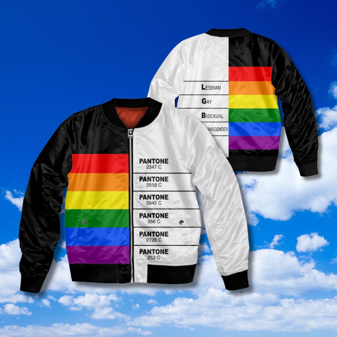 LGBT Pride Pantone Bomber Jacket Rainbow Color Chart Unisex Streetwear ...