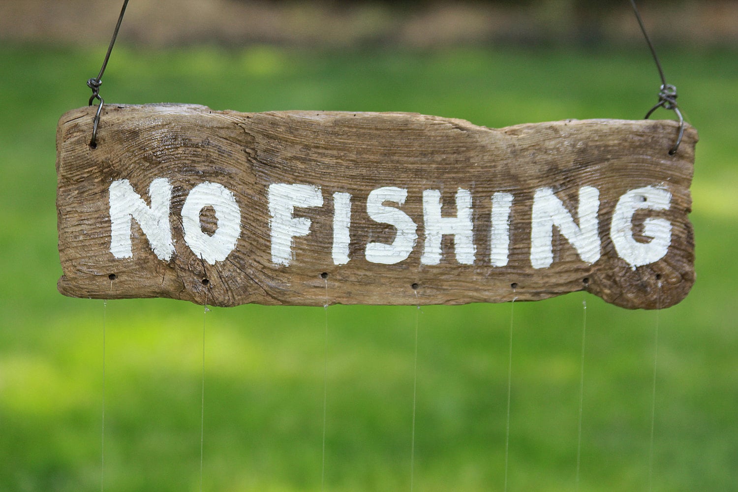 Handpainted Natural Wood No Fishing Sign Funny Man Wall Art | Etsy