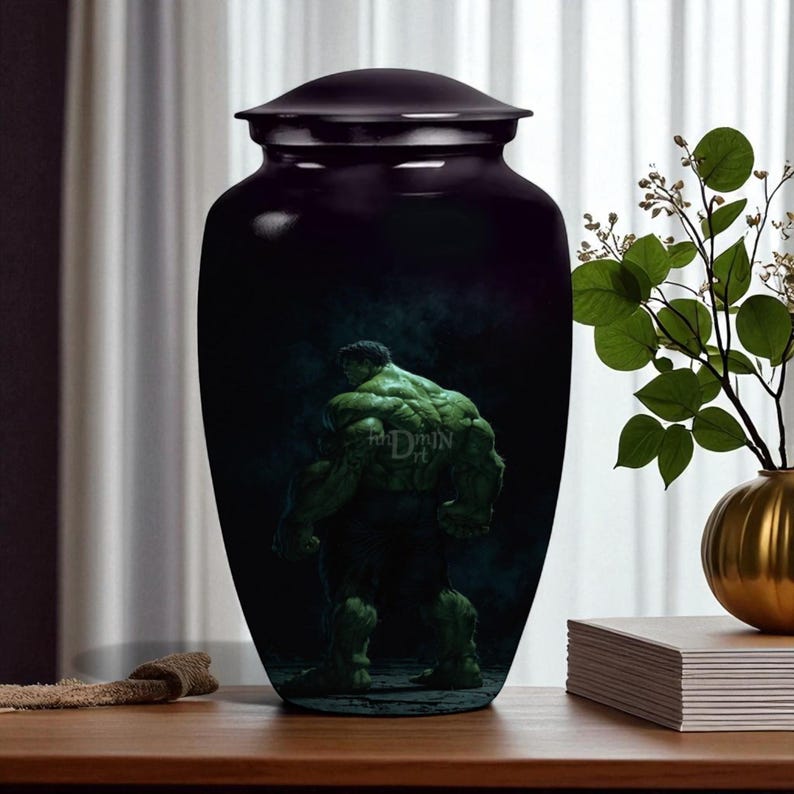 Superhero Cremation Urn Green Hero Urn for Ashes Unique Tribute Urn for ...