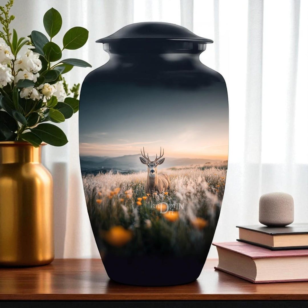 Deer Cremation Urn for Ashes Wildlife Scene Memorial Urn, Urn for Human ...