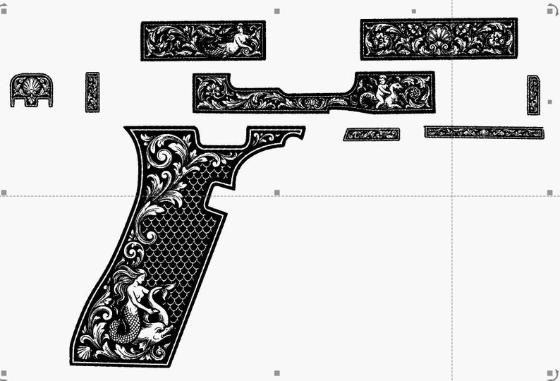 Glock 20 Gen 5 Laser Engraving File Mermaid Marine Scrollwork Design ...