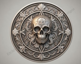Regal Skull Coin: Fiber Laser Deep Engraving, 3D Depth Map - Etsy