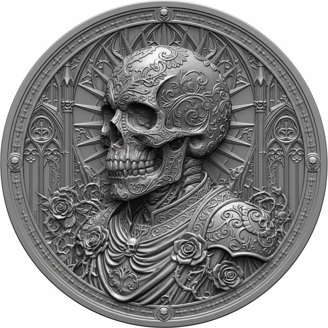 Gothic Día De Los Muertos Skull Depth Map: Laser Engraving File - Etsy