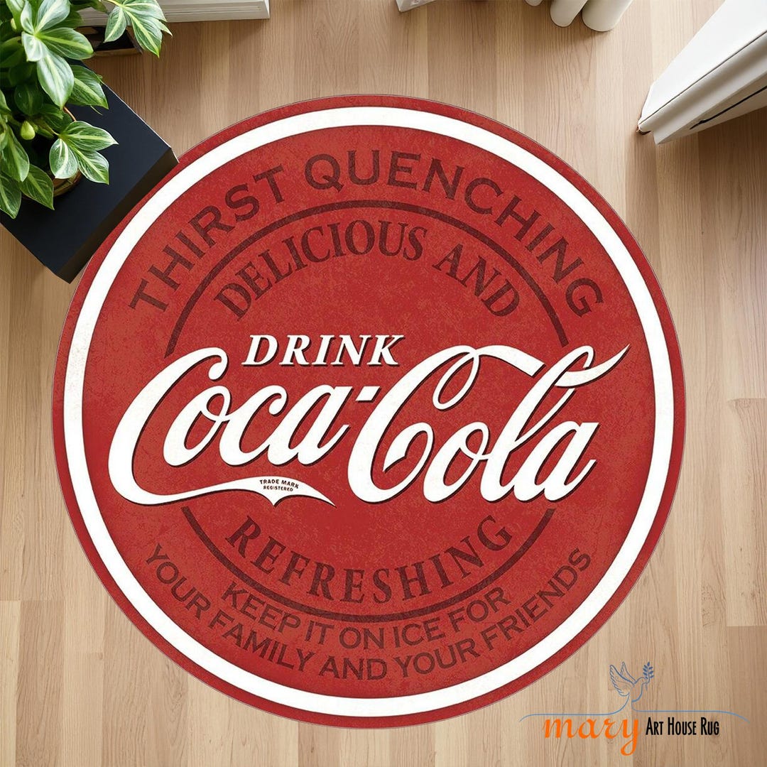 Round, Coca Cola Rug, Coke, Pop Art Decor, Retro, Red, Vintage Logo ...