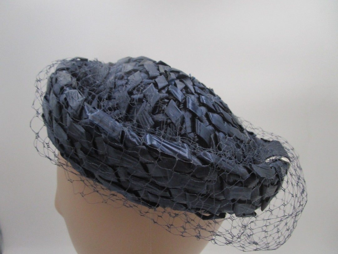 Vintage 50's Aunt Bea Style Woven Straw With Veil Hat - Etsy