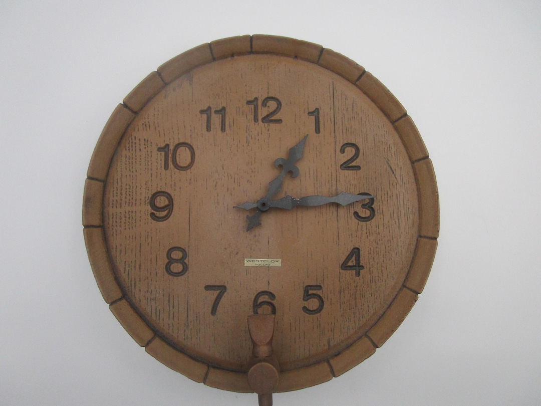 Vintage Bar Wall Clock Wine Beer Barrel Spigot Westclox - Etsy