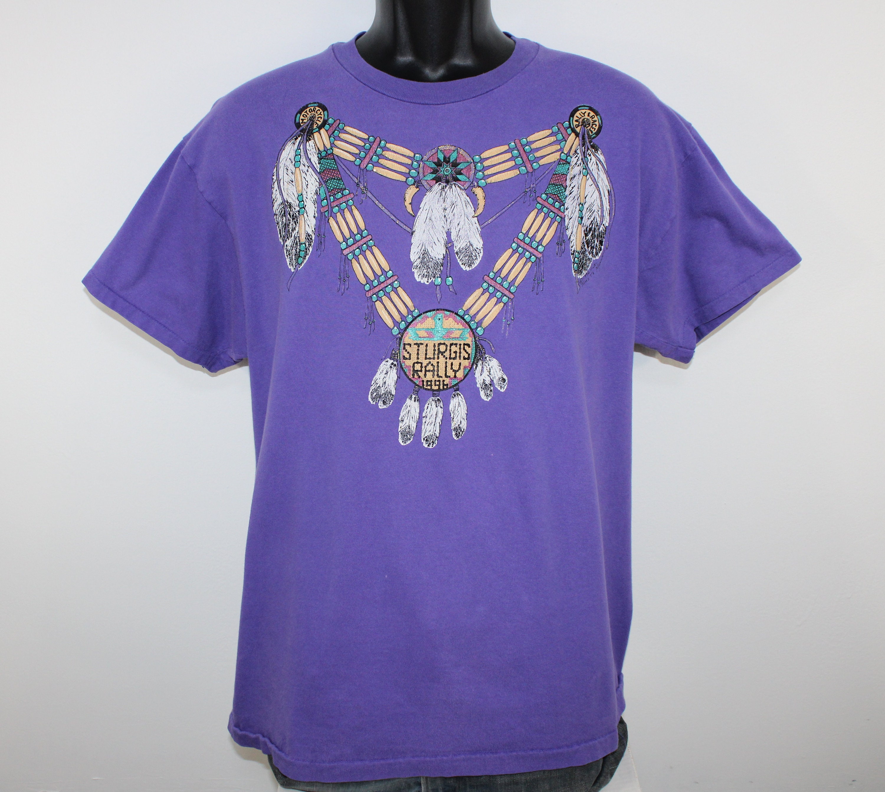 90s 1996 Sturgis Motorcycle Rally Vintage T-shirt Purple Hanes Cotton ...