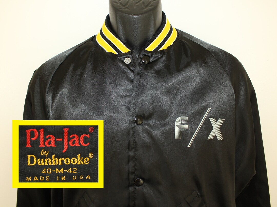 FX Vintage Snap Button Jacket Coat S/M Black Yellow Pla-jac Dunbrooke ...