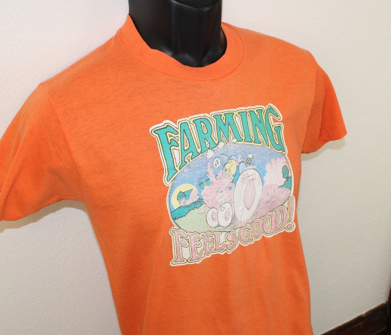 80s Farming Feels Good Eddie Vintage T-shirt Orange Iron-on - Etsy