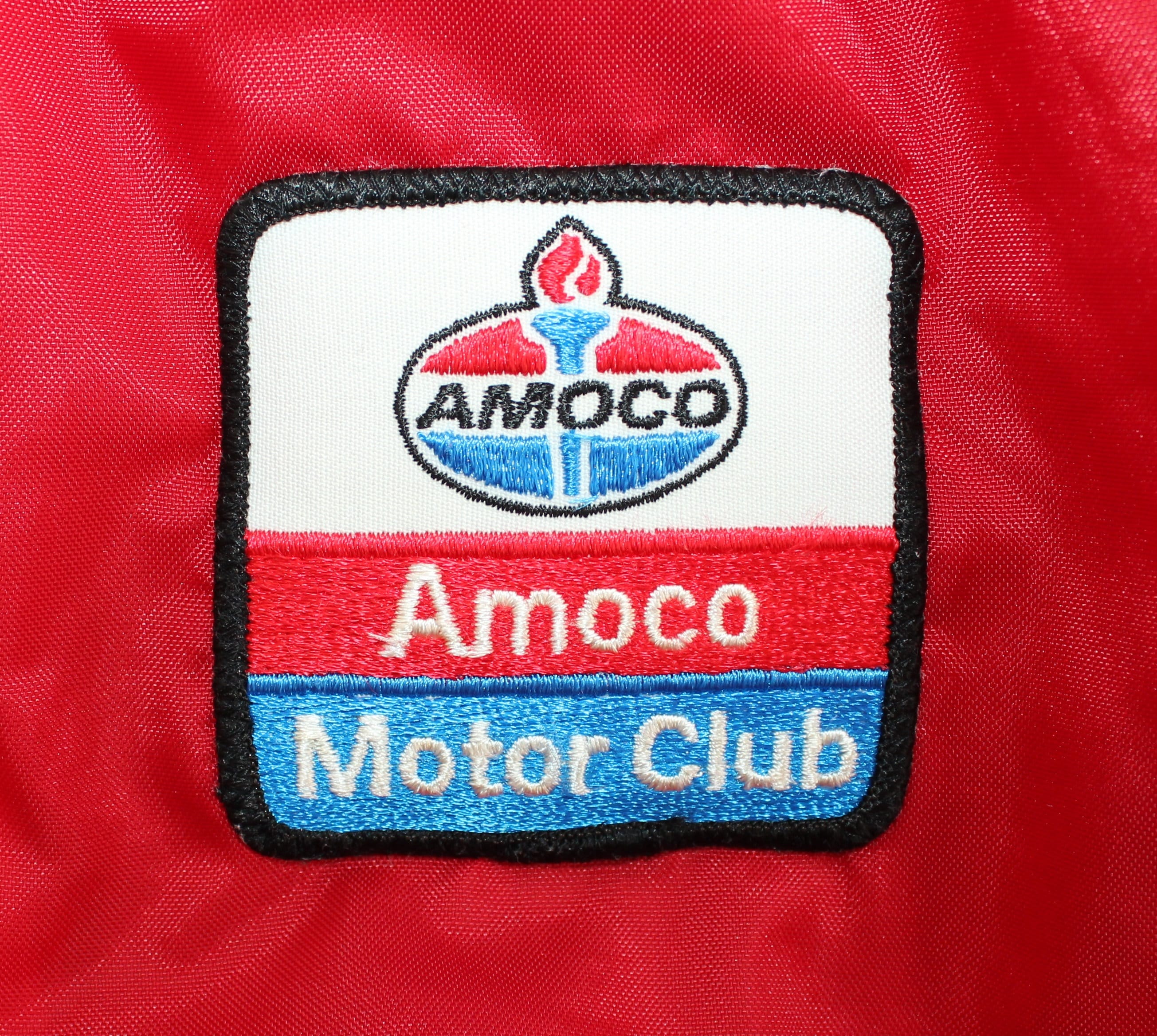 Amoco Motor Club Vintage Snap-button Jacket Coat XL Red White 70s 80s ...