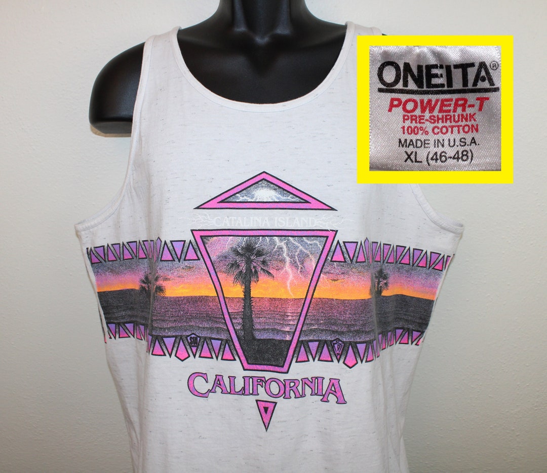 Catalina California Vintage Tank Top XL 90s Oneita Wraparound Double ...