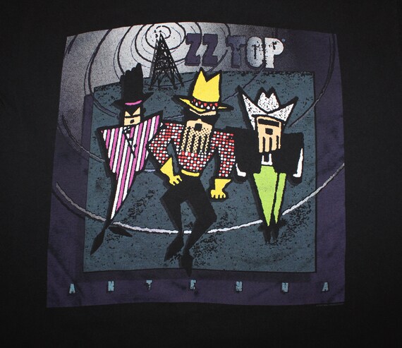 ZZ Top vintage t-shirt black 90s Antenna World Tour P… - Gem