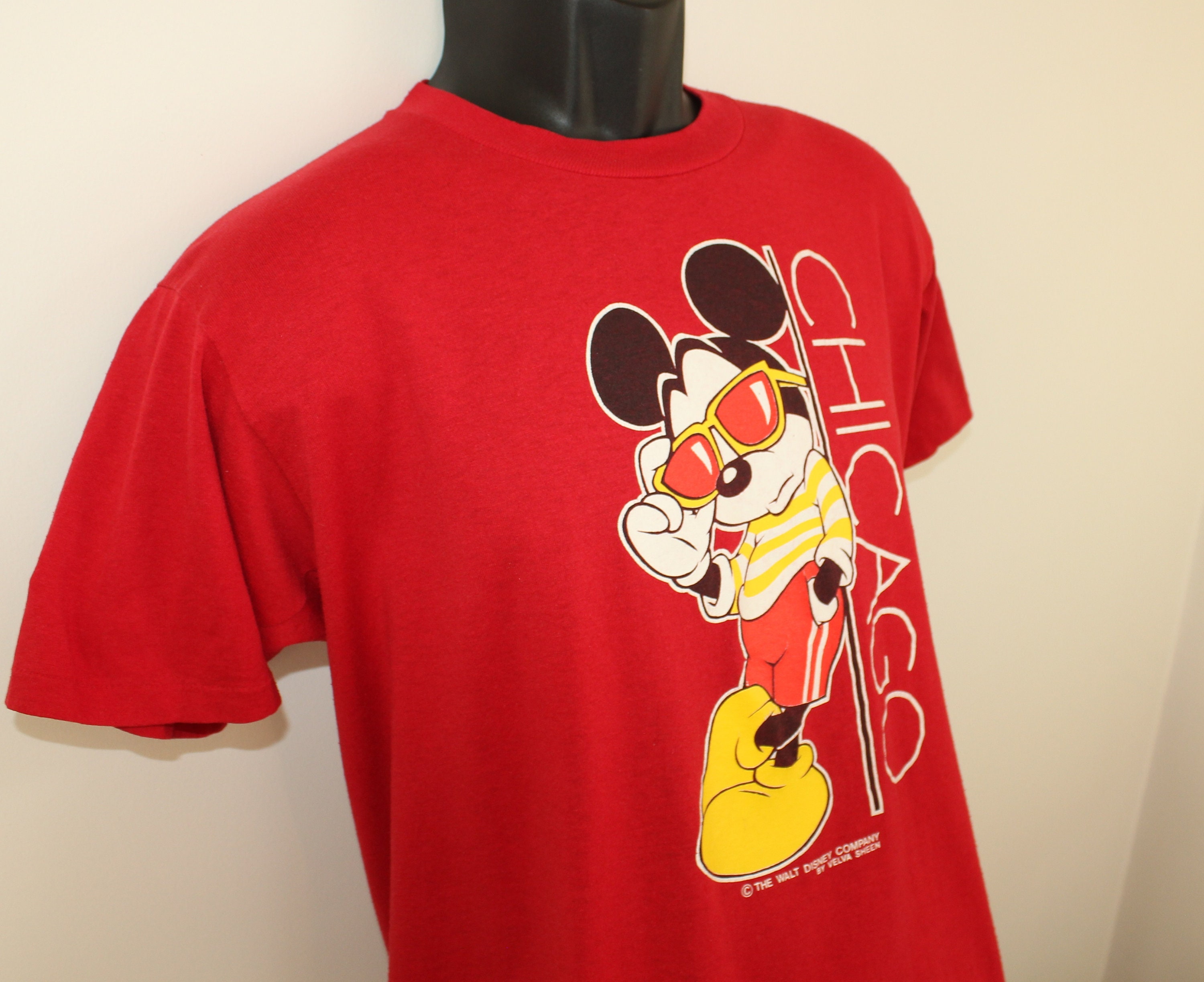 Mickey Mouse Chicago Illinois Vintage T-shirt Red 80s 90s Velva Sheen ...