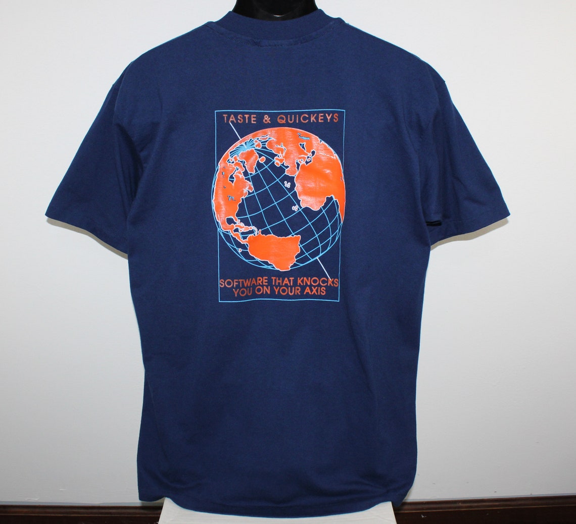 Early 90s Apple Macintosh Taste and Quickeys Computer Software Vintage T-shirt Navy Blue Hanes ...