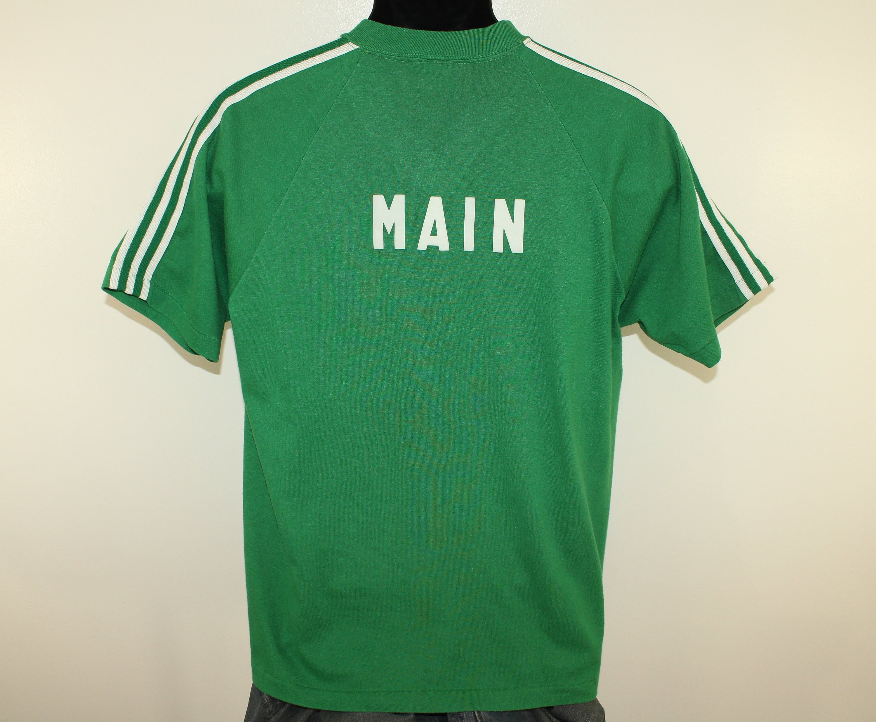 Main Coach Vintage V-neck T-shirt Green White Fuzzy Letters 80s ...