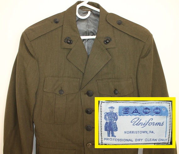 Saco Uniforms vintage military coat jacket uniform gr… - Gem