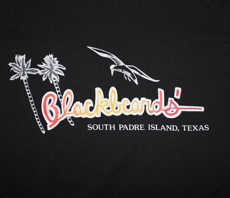 80s Blackbeard’s South Padre Island Vintage Long-sleeve T-shirt Black ...