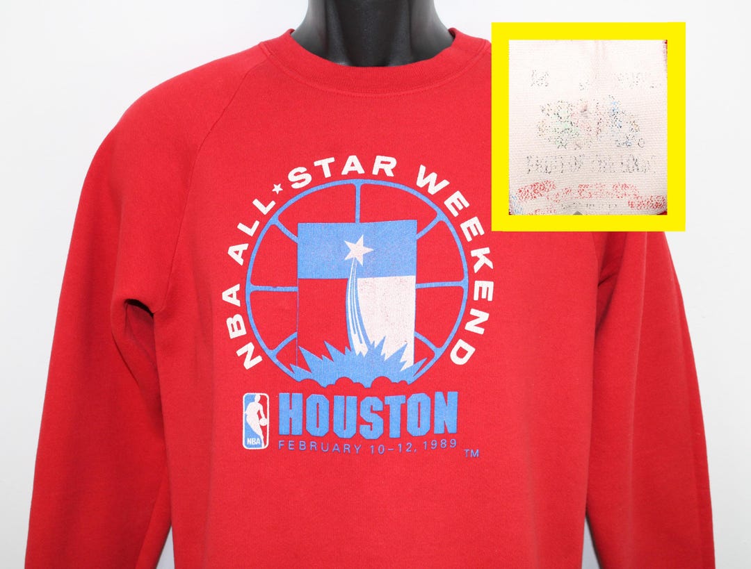 80s 1989 NBA Basketball All Star Game Houston Vintage Sweatshirt Red ...