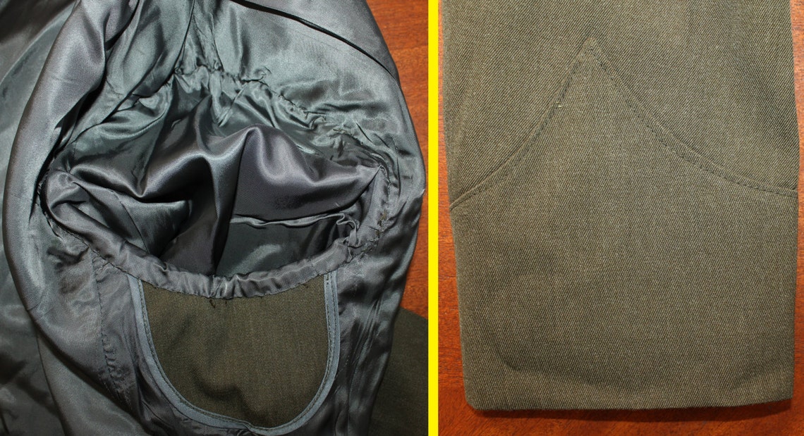 Saco Uniforms vintage military coat jacket uniform green lined | Etsy