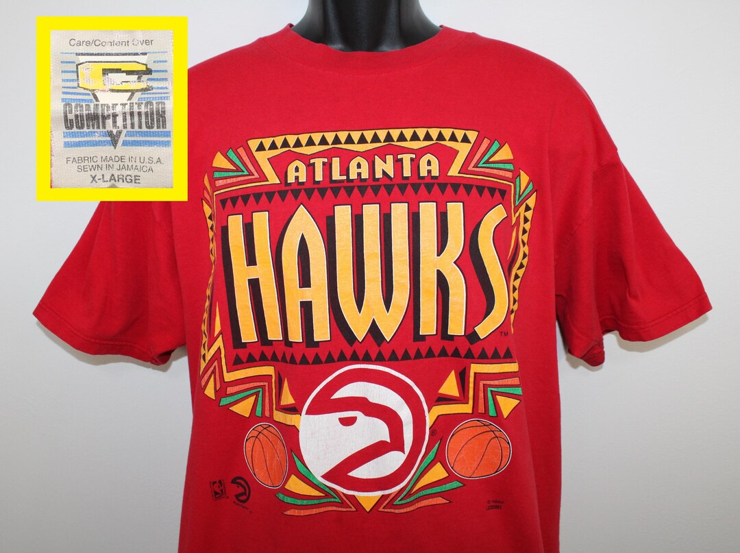 90s Atlanta Hawks Vintage T-shirt Red NBA Basketball Team Cotton ...
