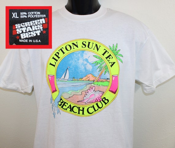 Lipton Sun Tea Beach Club vintage t-shirt white Scree… - Gem