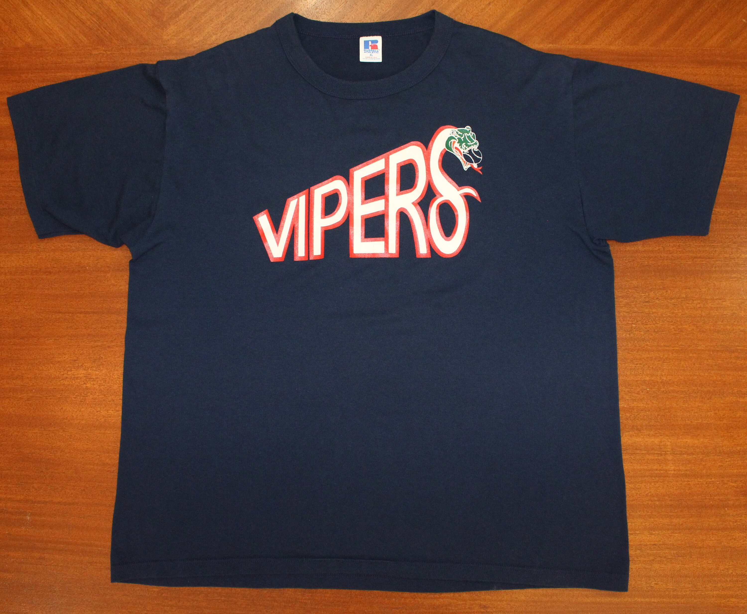 Vipers Baseball Team Vintage T-shirt Navy Blue 80s 90s Snake Russell ...