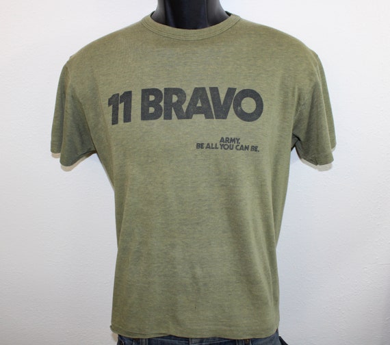 US Army 11 Bravo vintage short t-shirt green threadba… - Gem