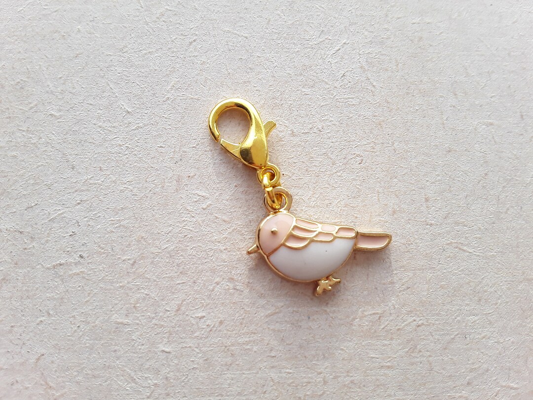 Tiny Light Orange Bird Enamel Clip on Charm With Gold Lobster Clasp ...