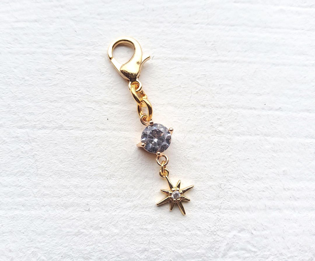 Gold Mini Star Clip on Charm, Gold Lobster Clasp, 18k Gold Plated ...