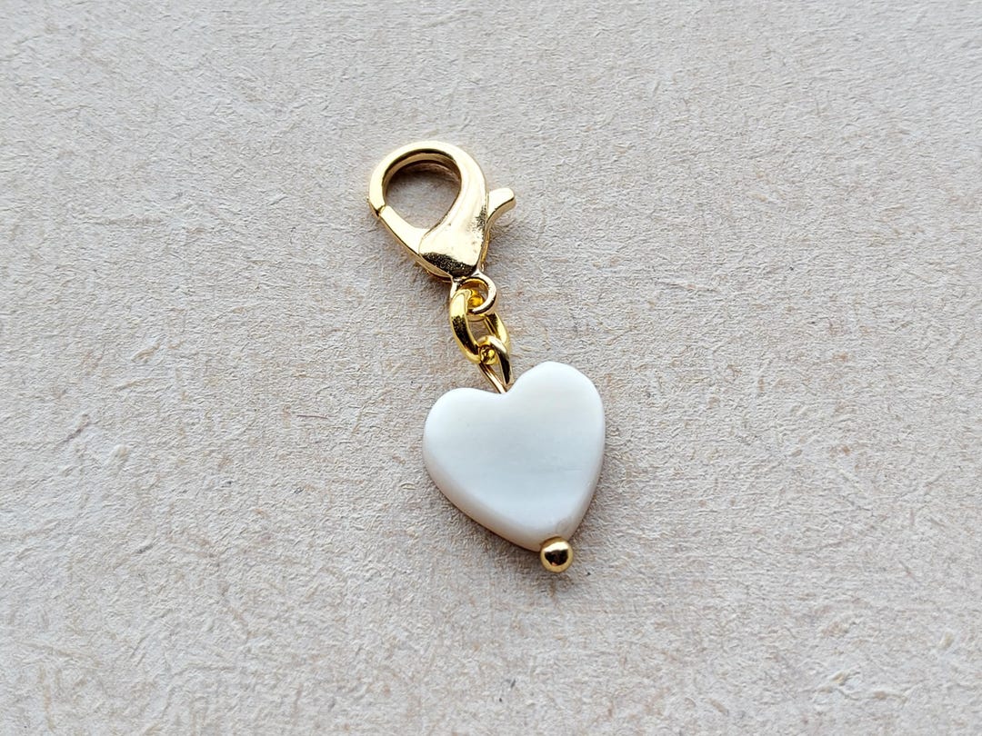 Small Conch Shell Heart Clip on Charm With Lobster Clasp, Stitchmarker ...