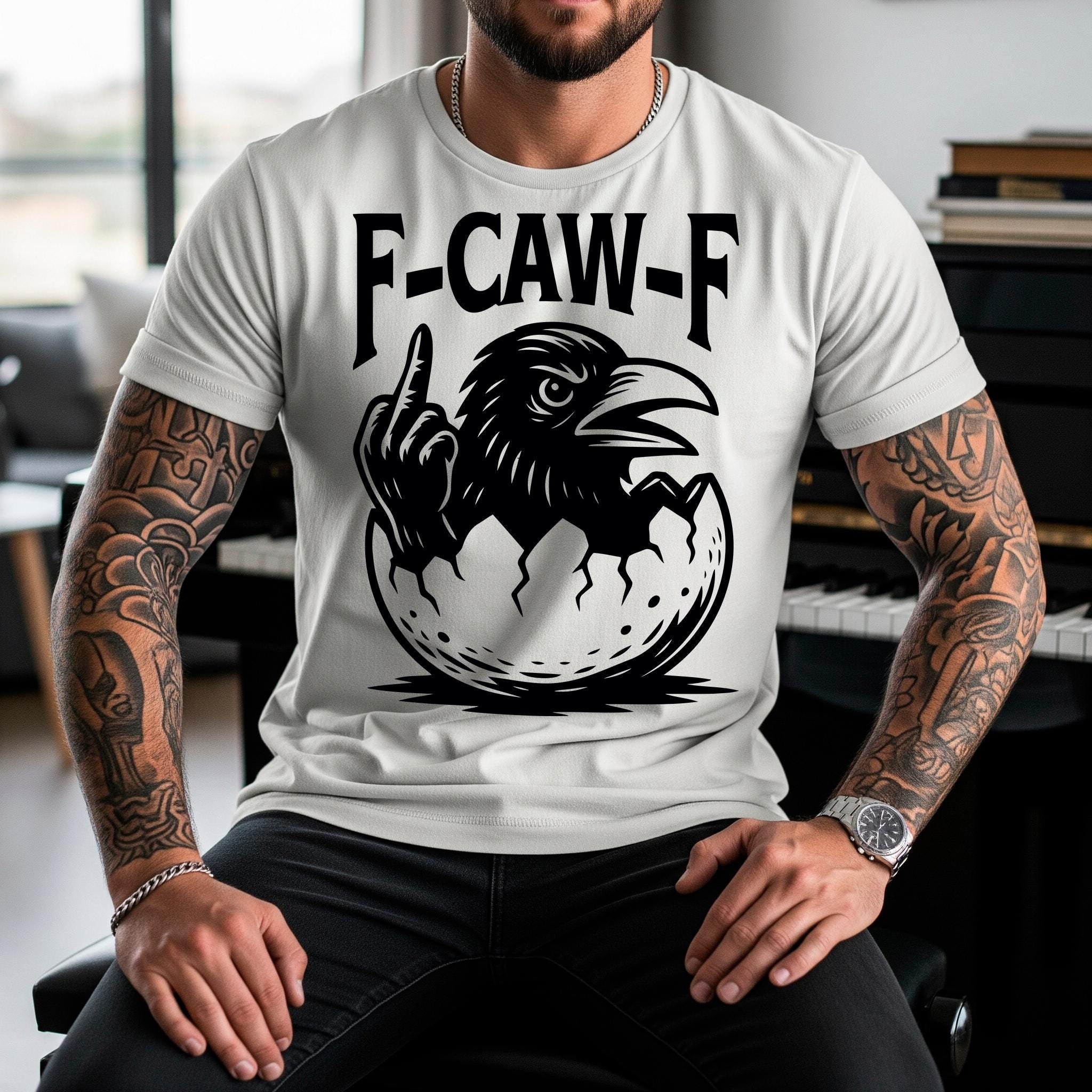 Digital SVG Crow F-CAW-F Pun Bundle 16 Designs Funny Bird Middle Finger ...