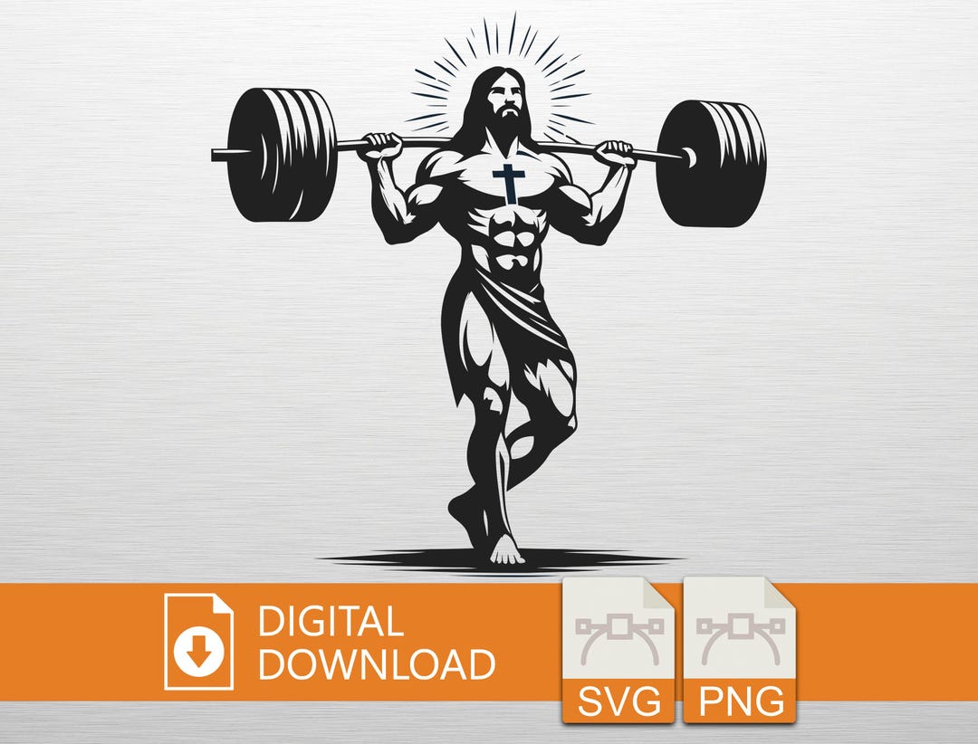 Strongman Lifting Weights SVG PNG Digital Download, Fitness Faith Art ...