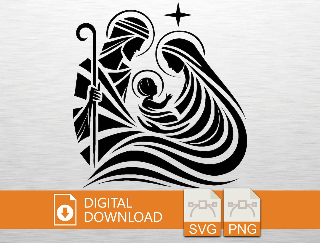 Holy Family SVG PNG Digital Download - Nativity Scene, Christmas Art ...