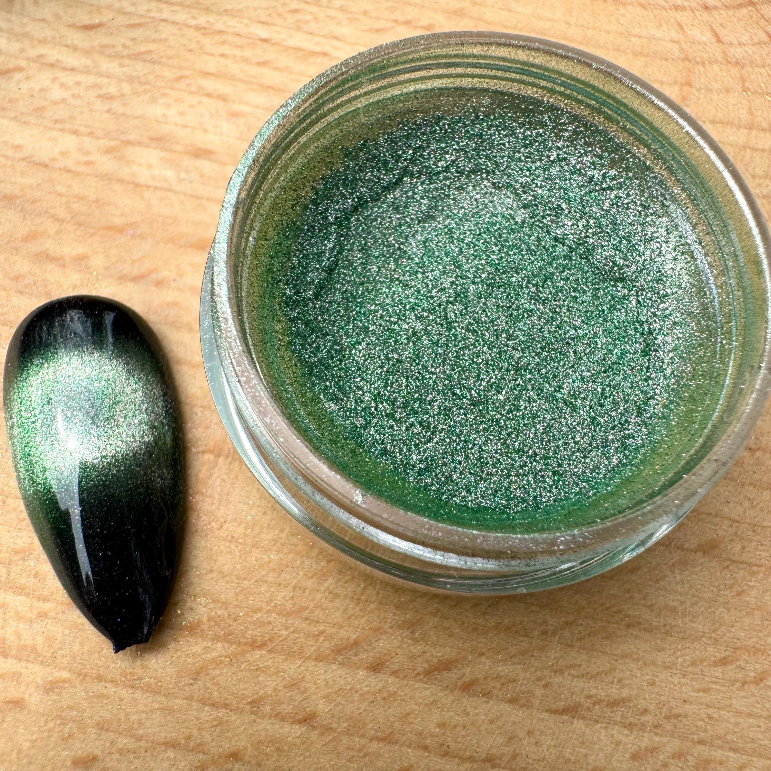 Magnetic Cat Eye Nail Powder | Aurora Green Powder | Forest Green ...