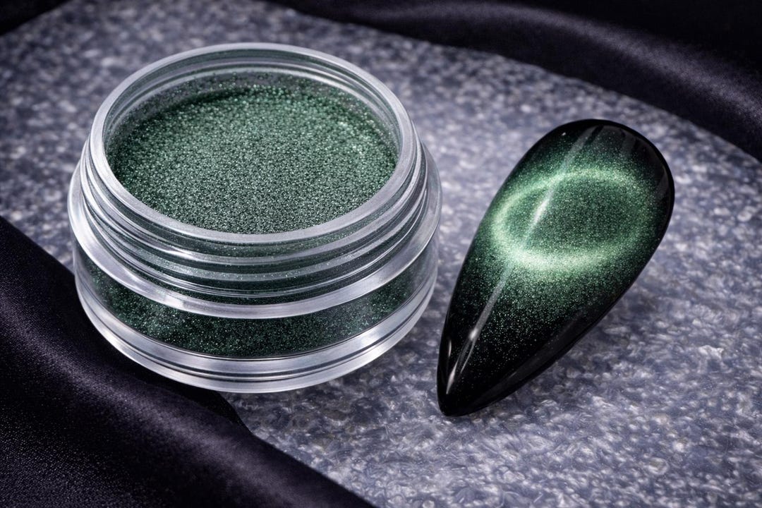 Magnetic Cat Eye Nail Powder | Aurora Green Powder | Forest Green ...