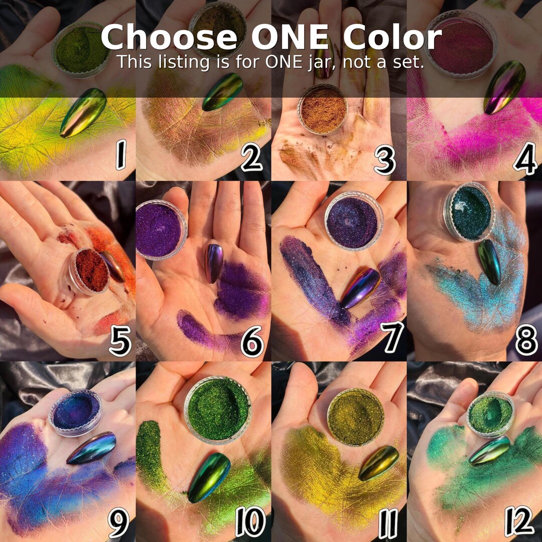 Multichrome Chameleon Chrome Powder — Vivid 12-color Set for Gel ...