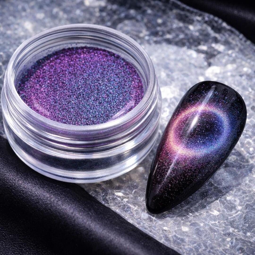 Magnetic Cat Eye Nail Powder – Create Stunning Purple and Blue Shimmer ...