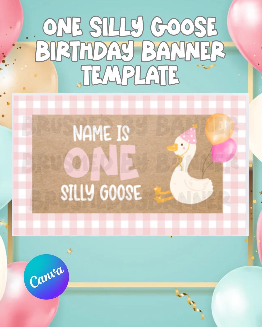 One Silly Goose Birthday Banner Template | First Birthday Decoration ...