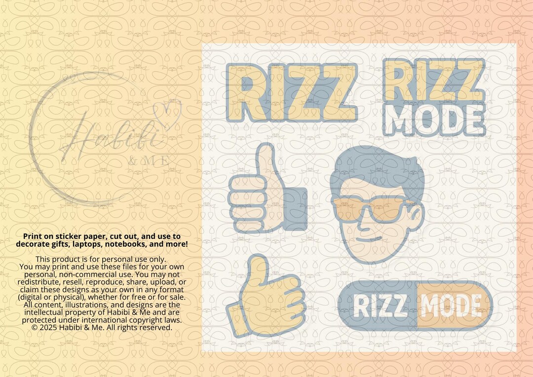 RIZZ Mode Printable Stickers Gen Z - Etsy